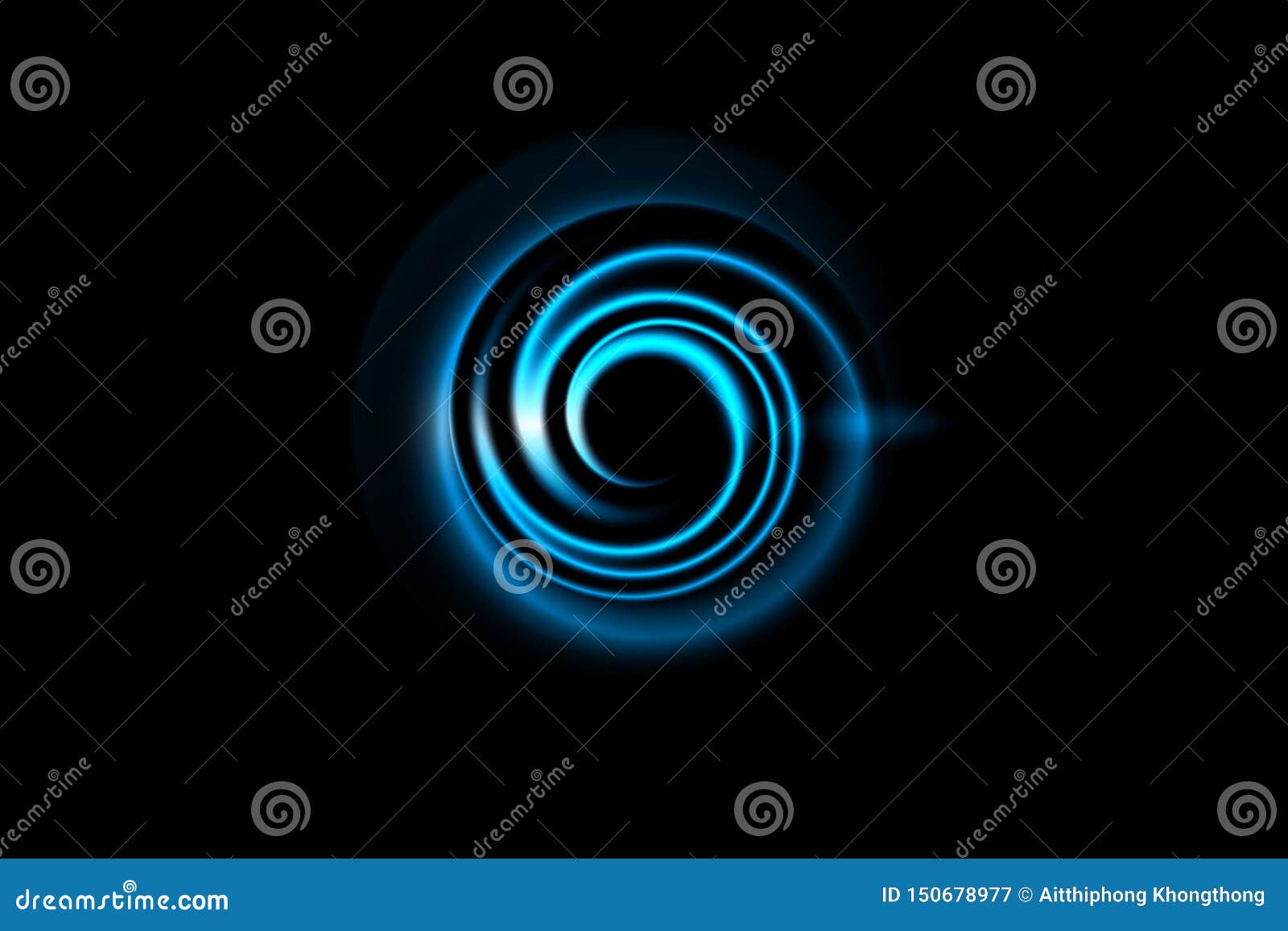 Abstract Blue Circle with Light Spiral on Black Background Stock ...