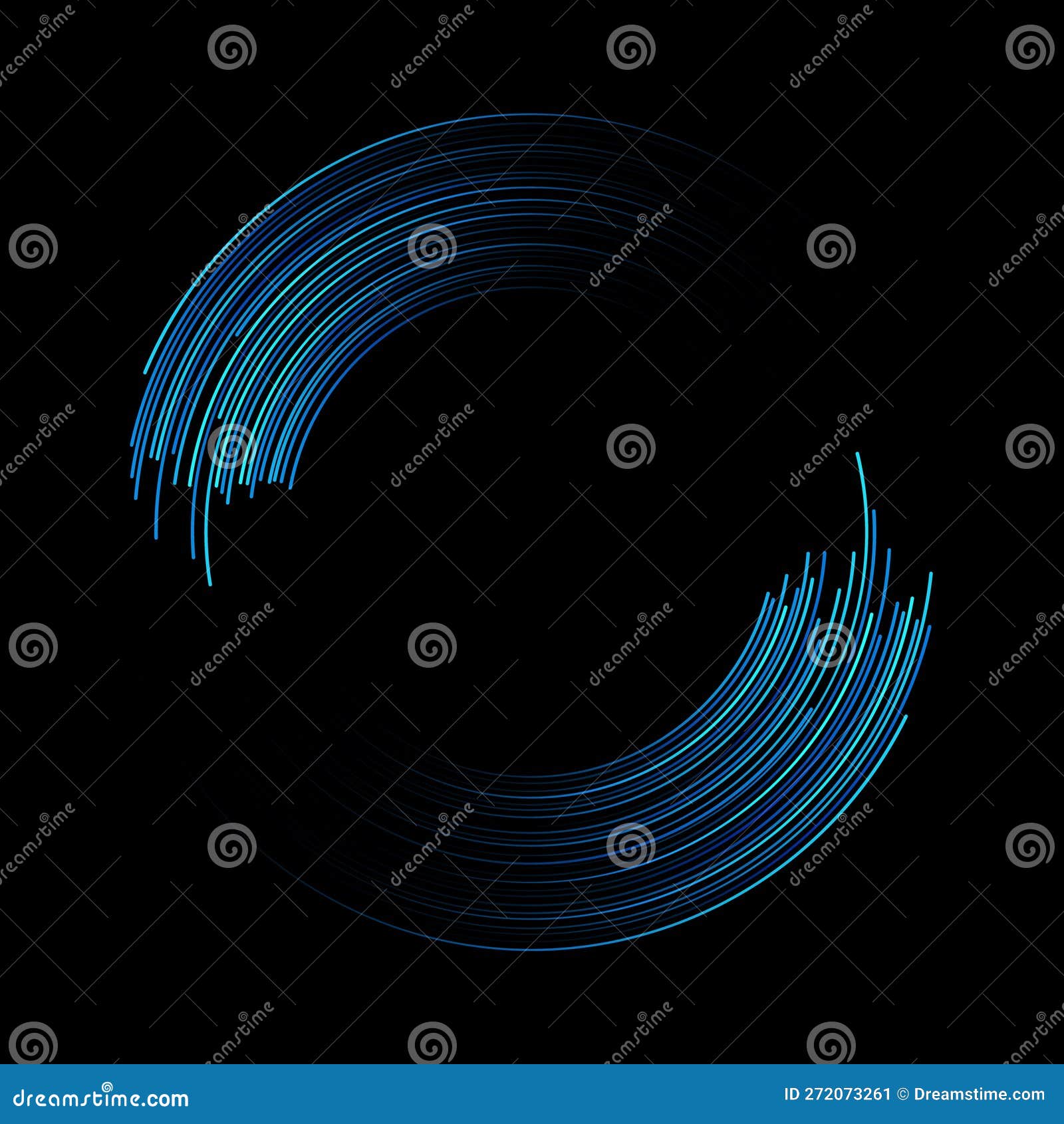 Abstract Blue Circle Lines on Black Background. Logo, Icon or Design Element Stock Vector ...