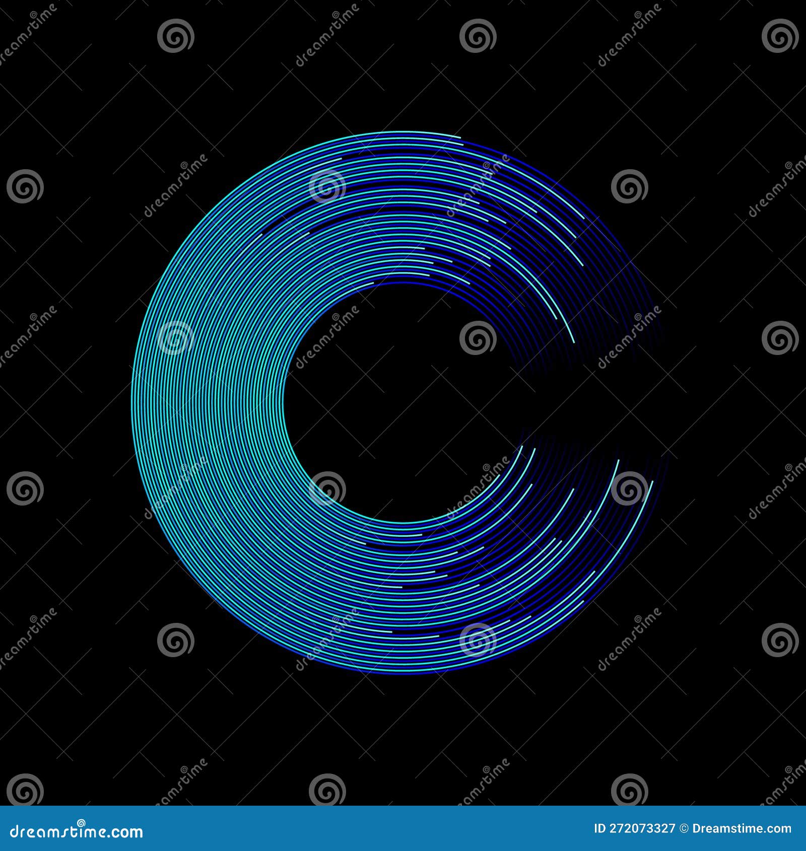 Abstract Blue Circle Lines on Black Background. Logo, Icon or Design Element Stock Vector ...