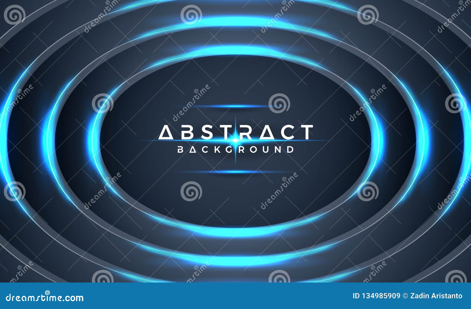 Abstract Blue Circle Metallic 3D Vector Background. Text Can Be ...