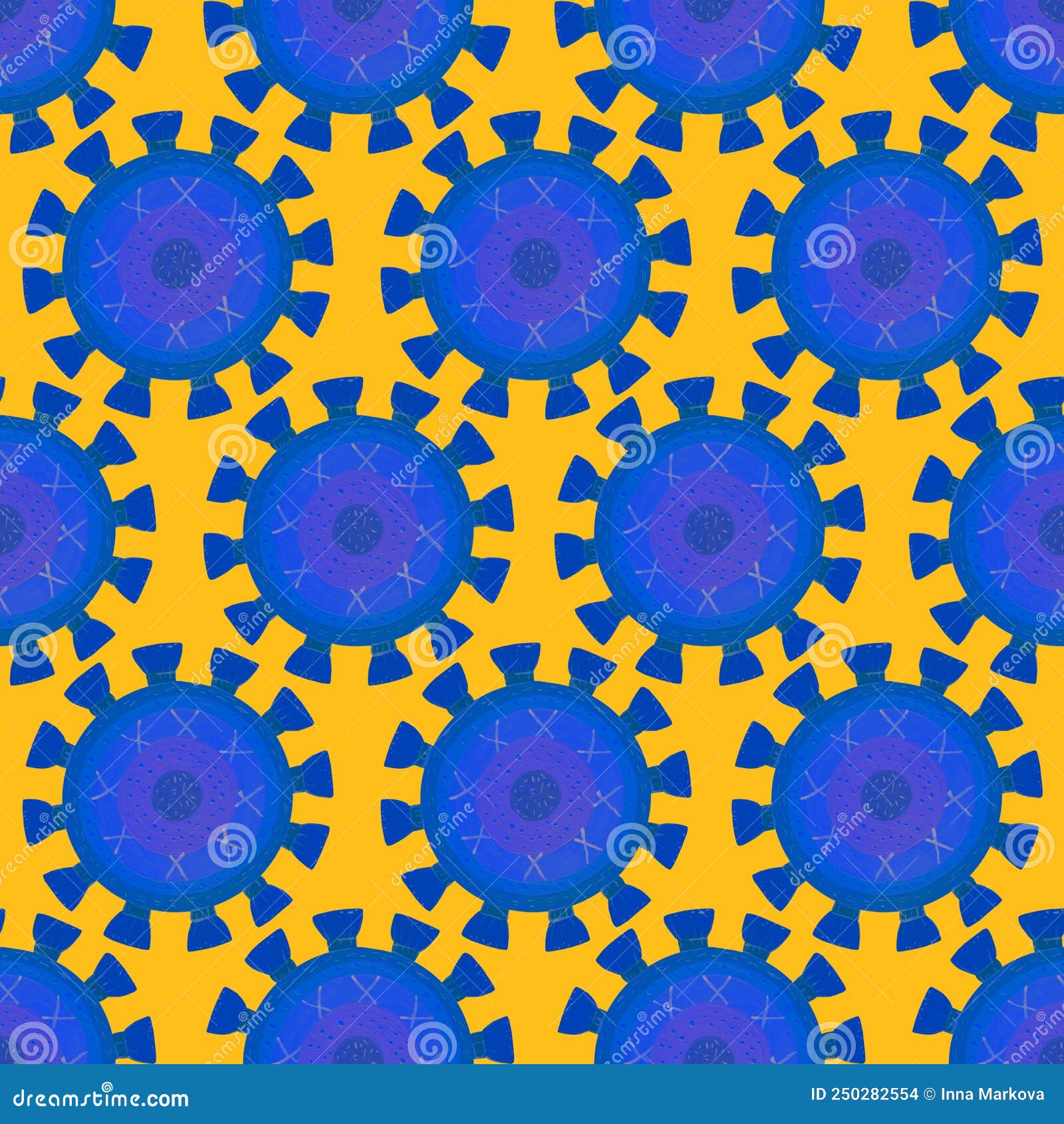 Abstract Blue Circles Seamless Pattern. Stock Illustration ...