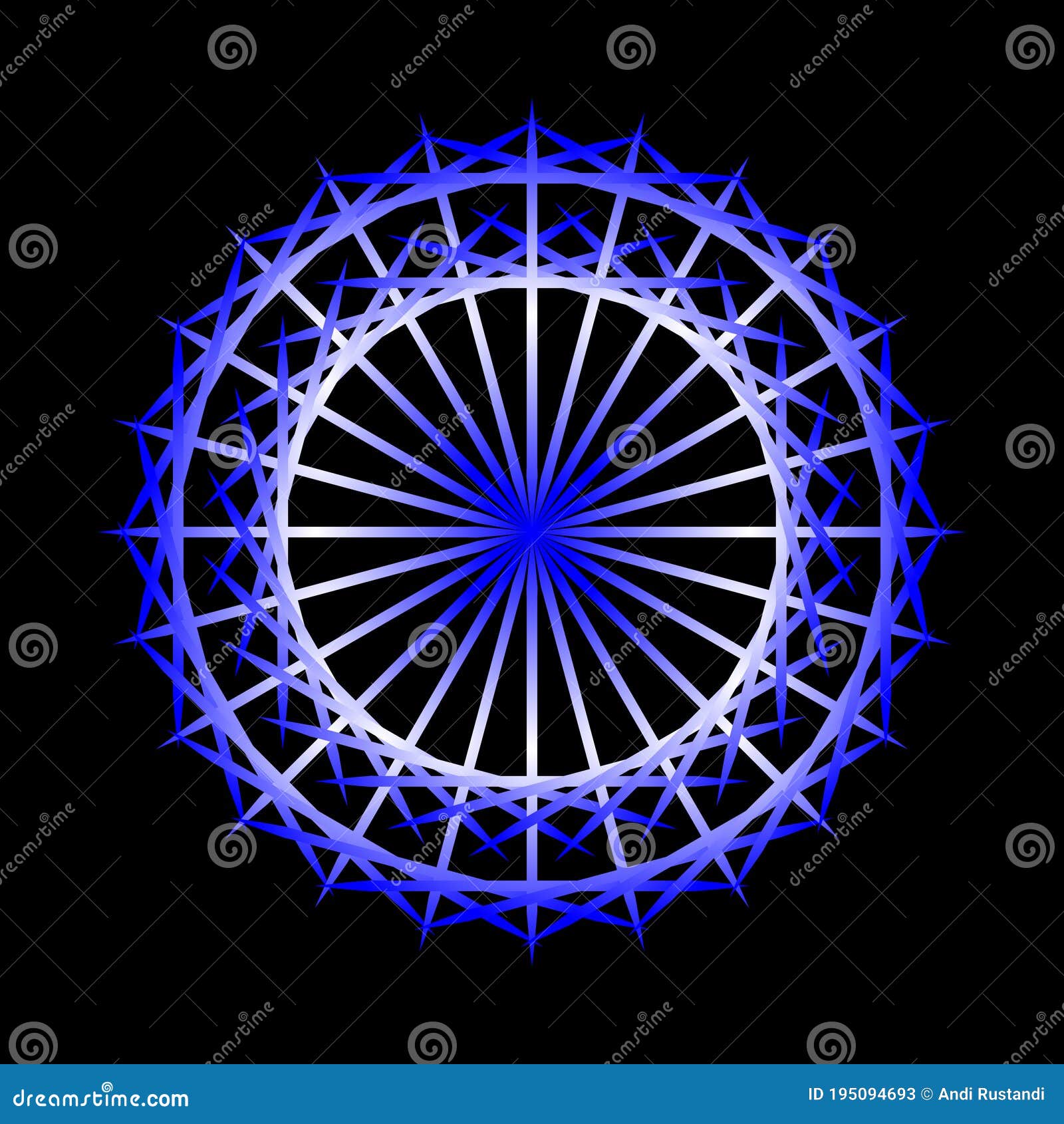 Abstract Blue Circular Spirograph on Black Background. Stock Vector ...