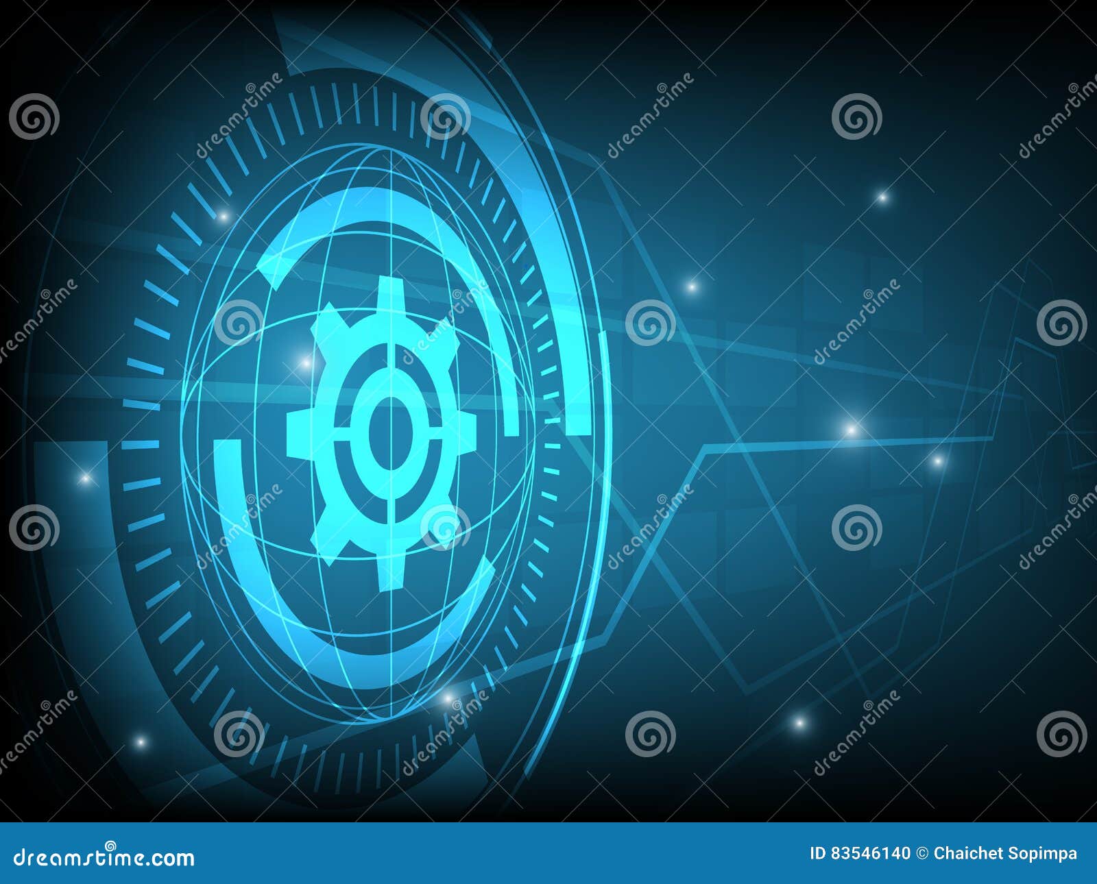 Abstract Blue Cog Gear Circle Digital Technology Background, Futuristic ...