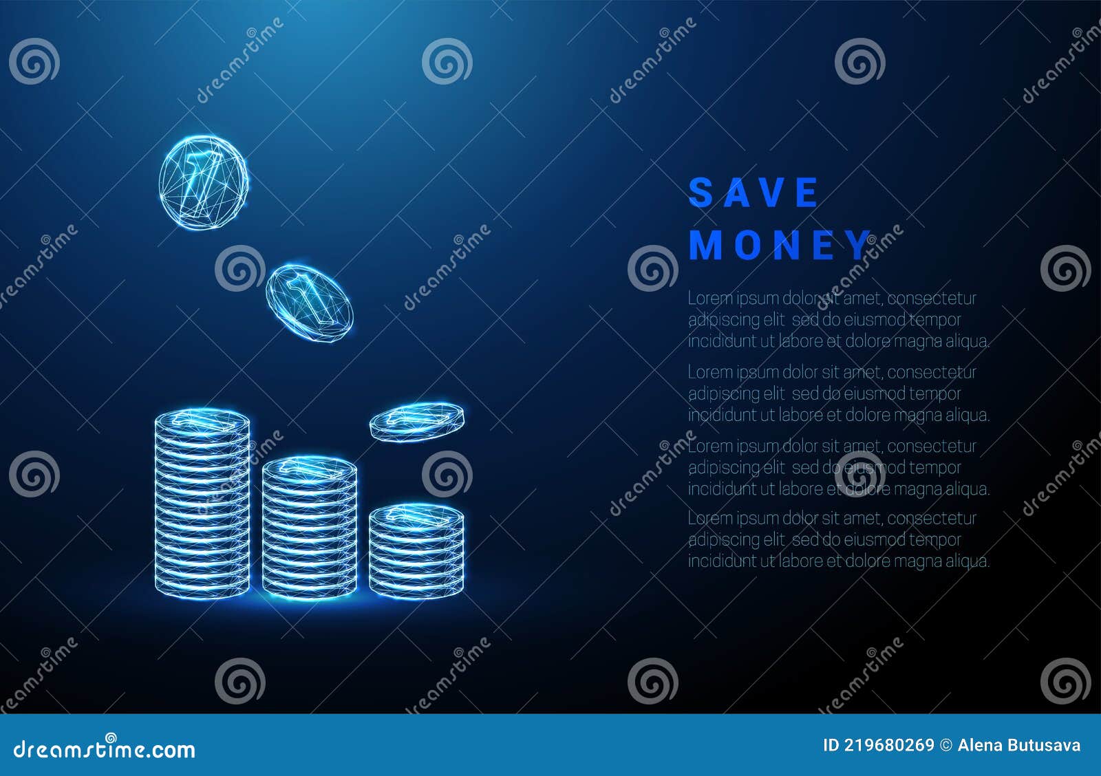 Abstract Blue Coins Stacks with Falling Coins Stock Vector ...