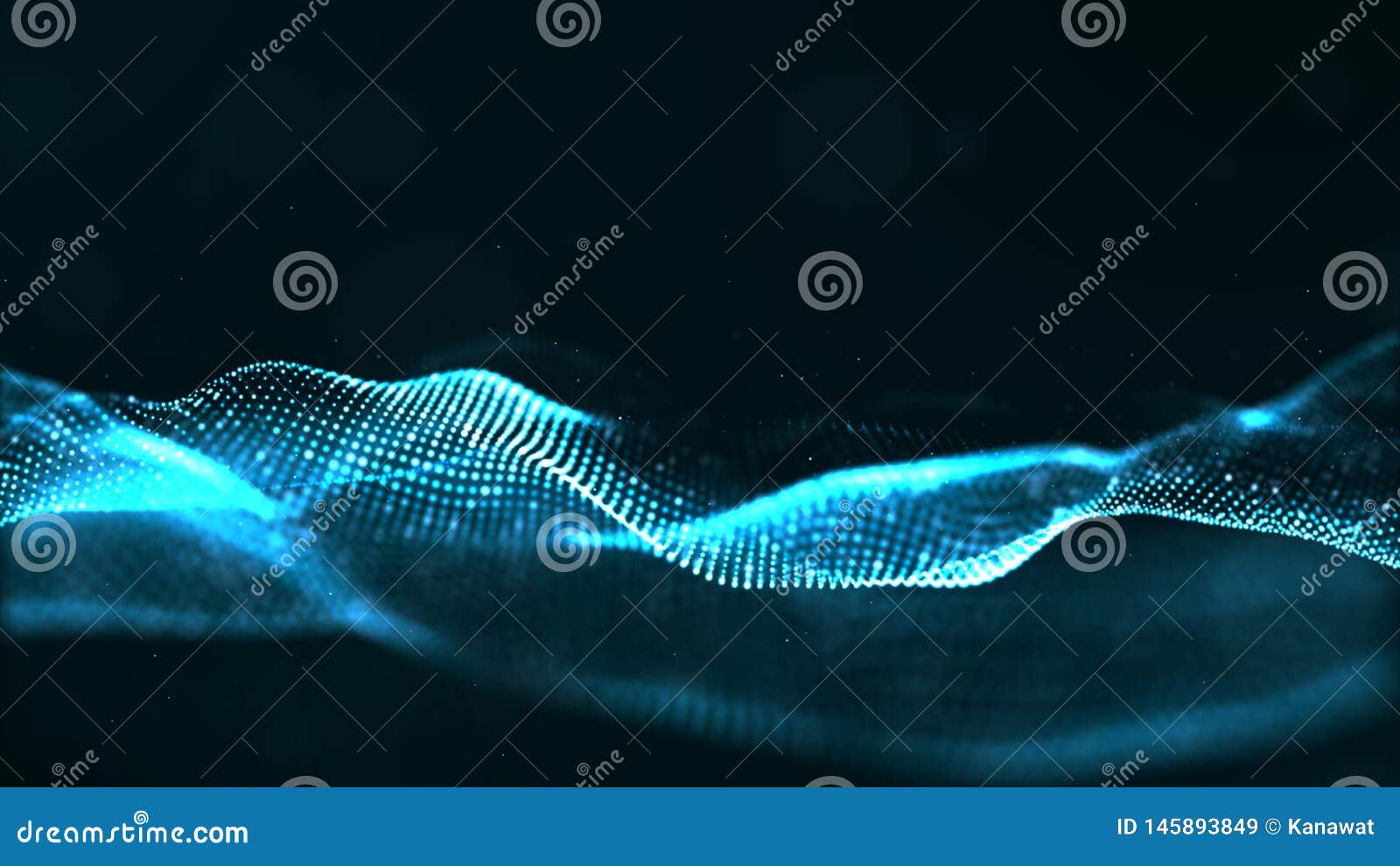 Abstract Blue Color Digital Particles Wave with Dust and Light ...