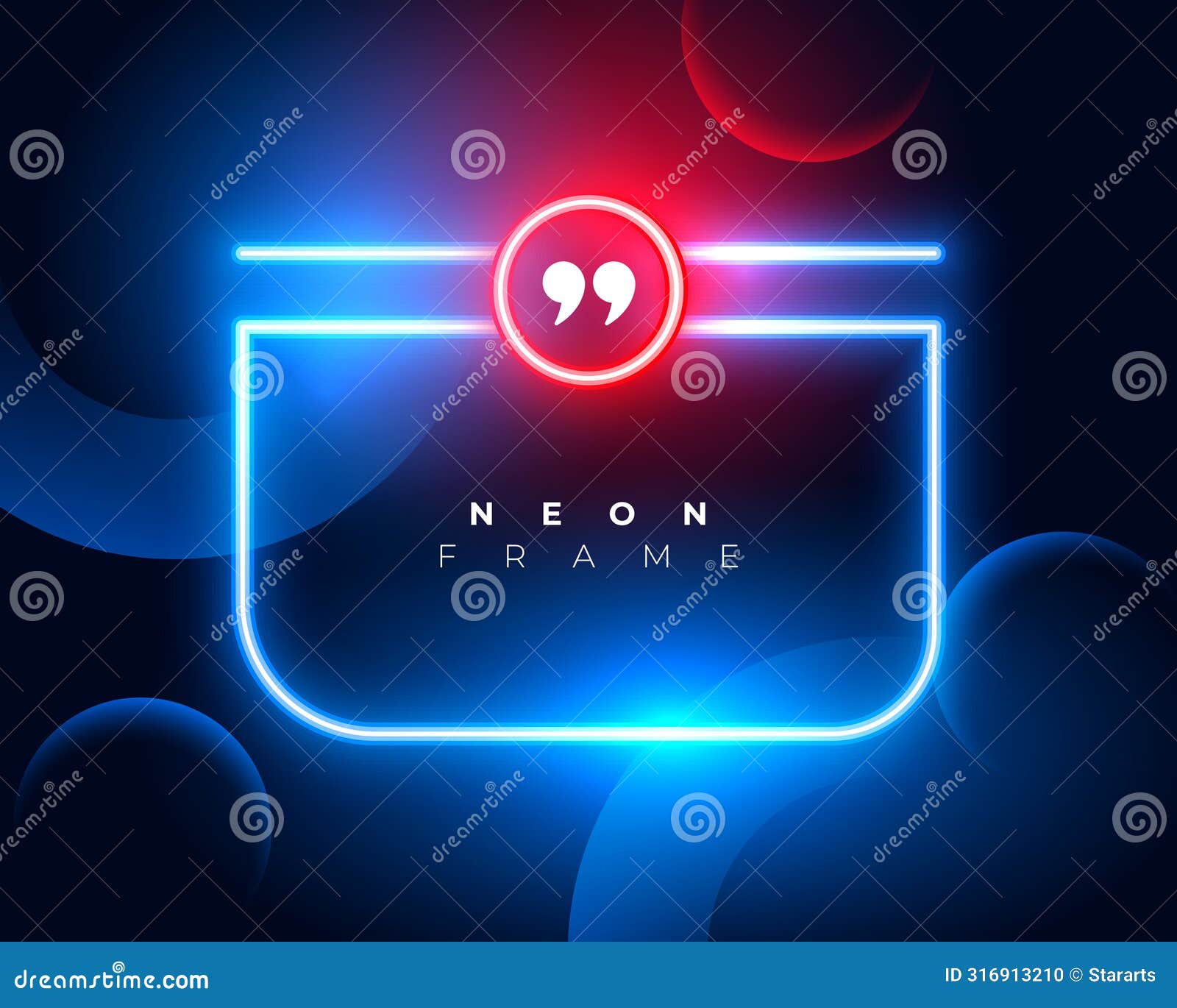 Abstract Blue Color Glowing Neon Frame with Quotation Mark Stock Vector ...