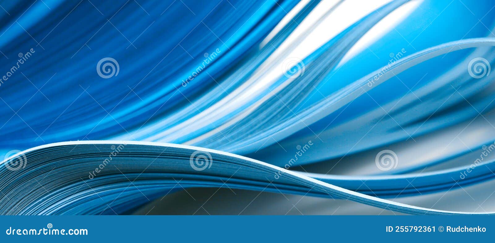 Abstract Blue Color Wave Curl Strip Paper Background Stock Illustration ...