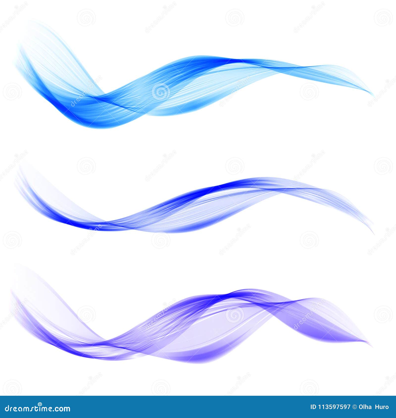 Abstract Blue Color Wave Design Element. Set Blue Wave Stock Vector ...