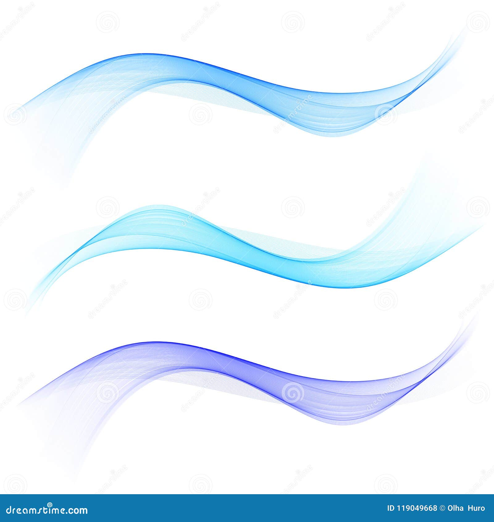 Abstract Blue Color Wave Design Element. Set Blue Wave Stock Vector ...