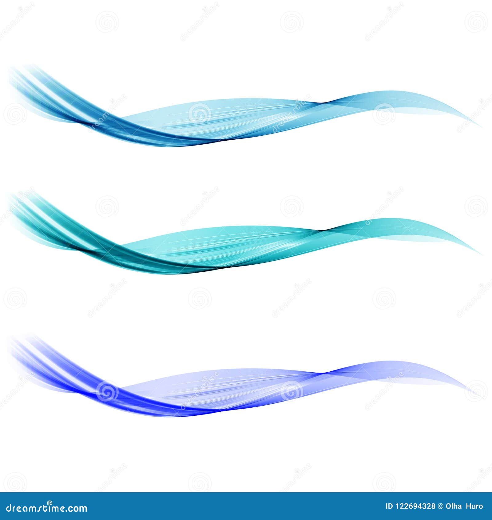 Abstract Blue Color Wave Design Element. Set Blue Wave Stock Vector ...