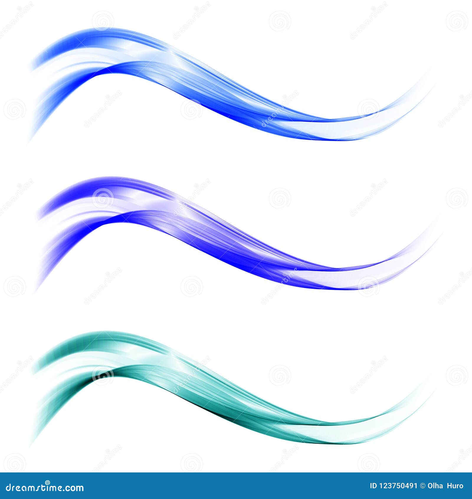 Abstract Blue Color Wave Design Element. Set Blue Wave Stock Vector ...