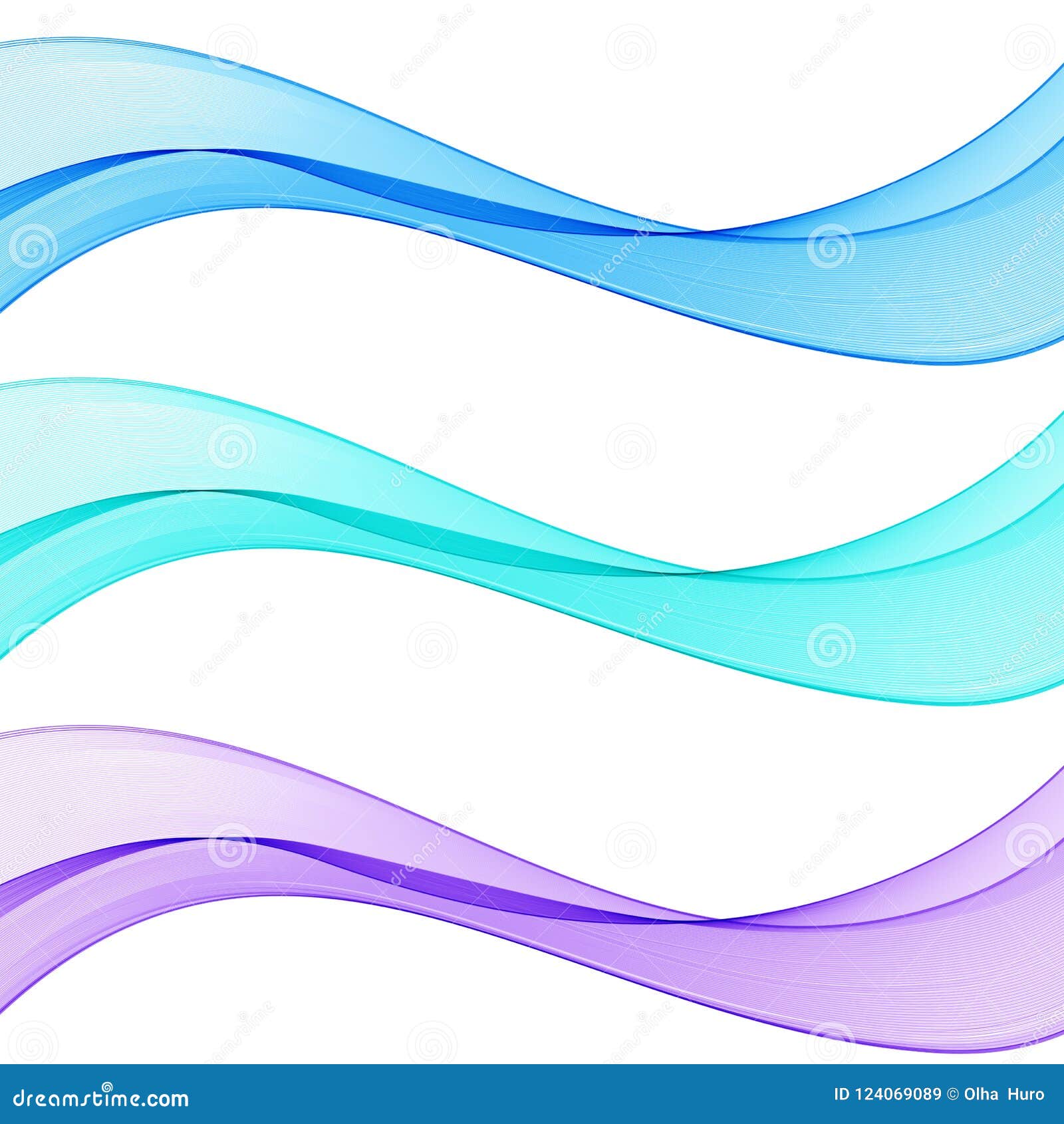 Abstract Blue Color Wave Design Element. Set Blue Wave Stock Vector ...