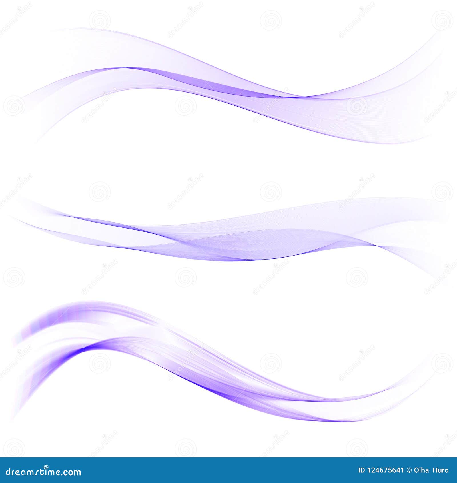 Abstract Blue Color Wave Design Element. Set Blue Wave Stock Vector ...