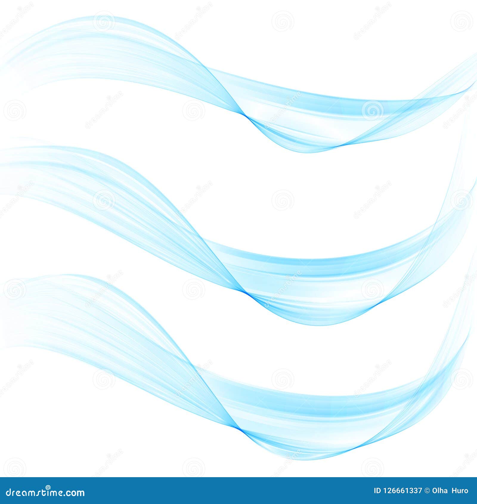 Abstract Blue Color Wave Design Element. Set Blue Wave Stock Vector ...