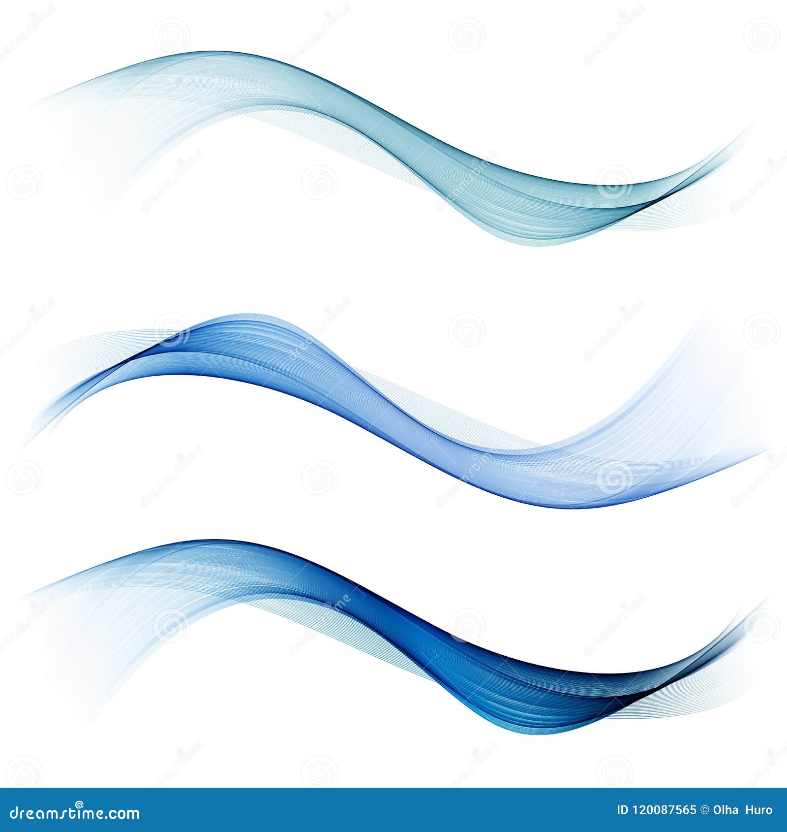 Abstract Blue Color Wave Design Element. Set Blue Wave Stock Vector ...