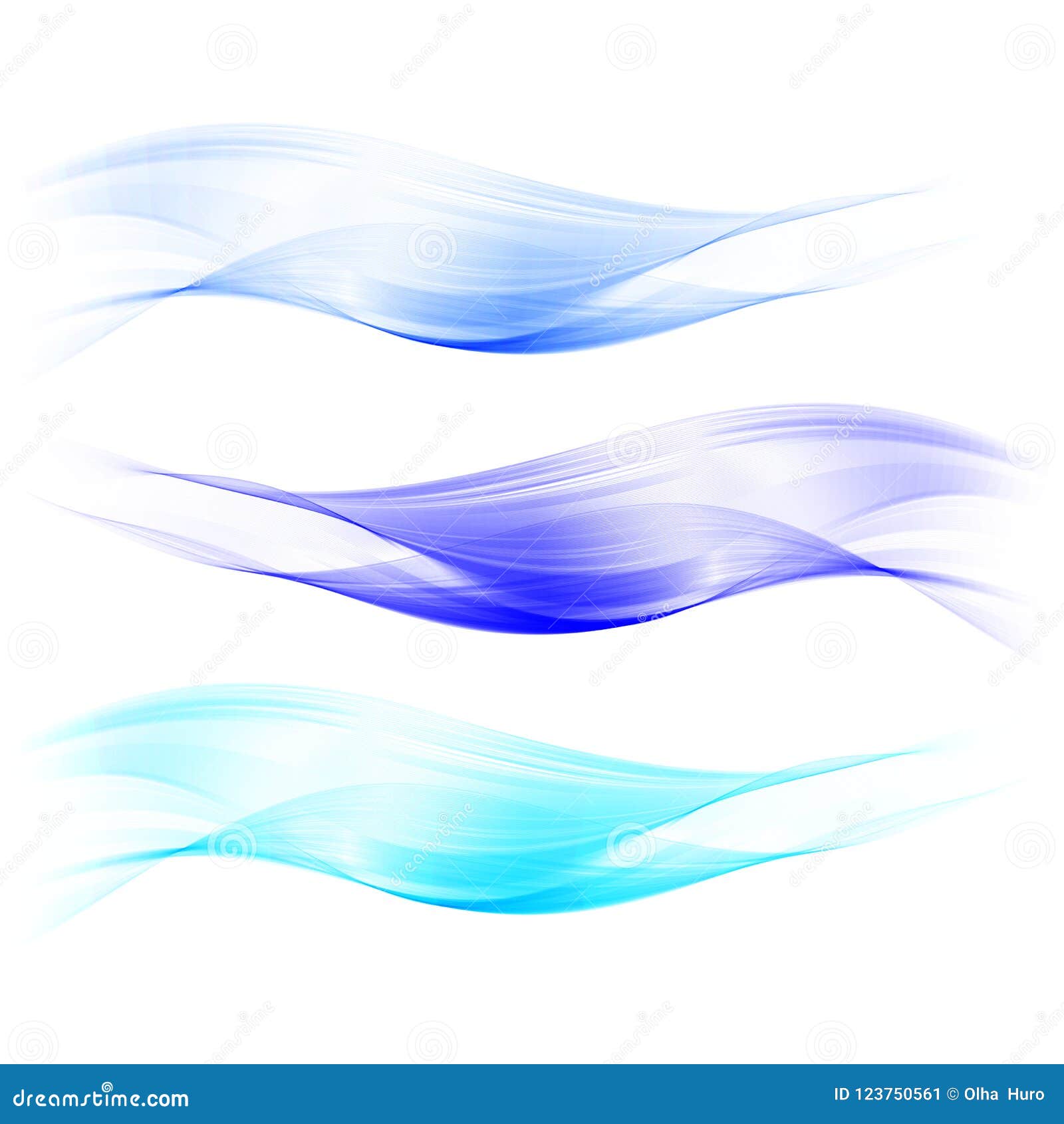 Abstract Blue Color Wave Design Element. Set Blue Wave Stock Vector ...