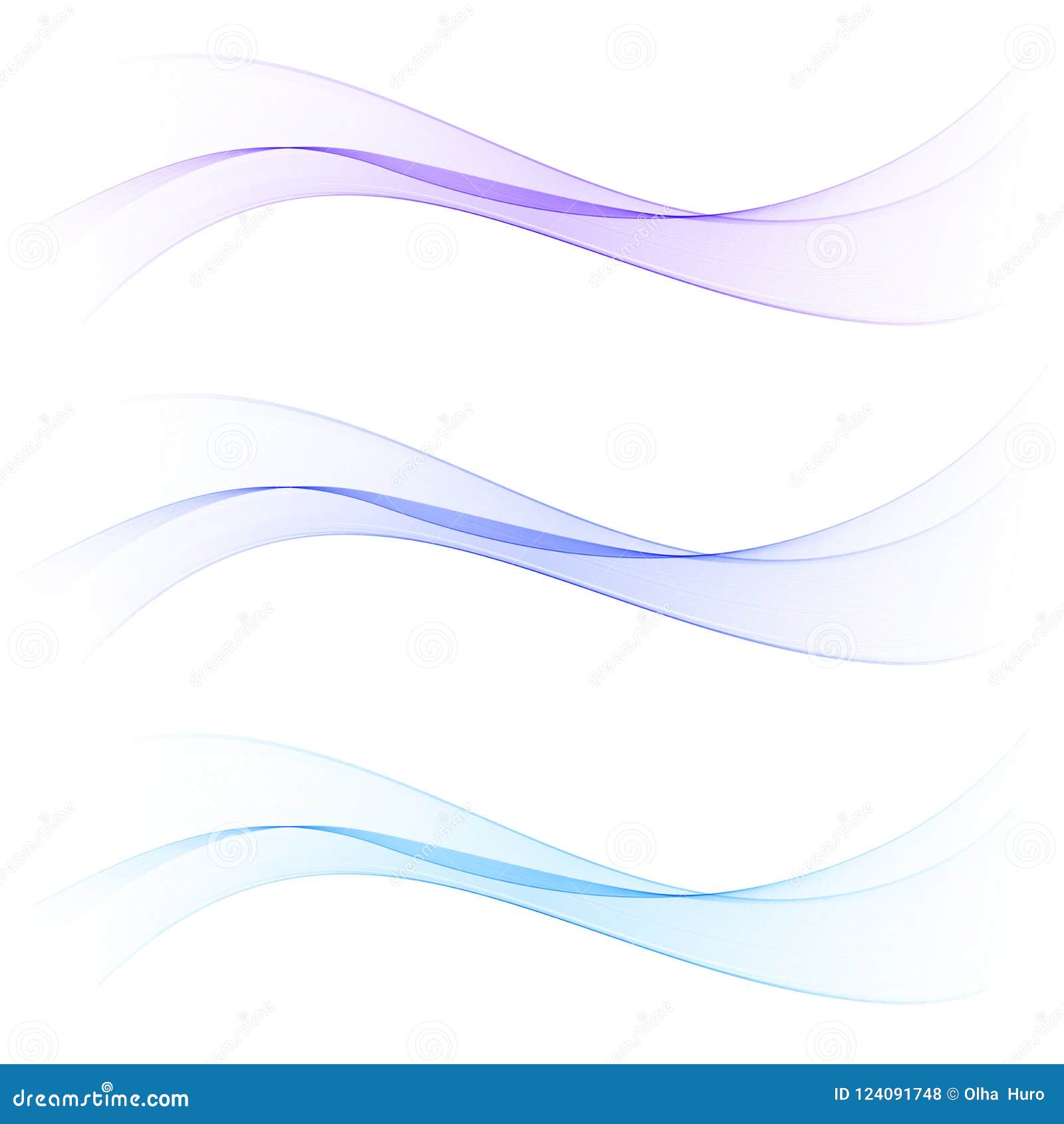 Abstract Blue Color Wave Design Element. Set Blue Wave Stock Vector ...