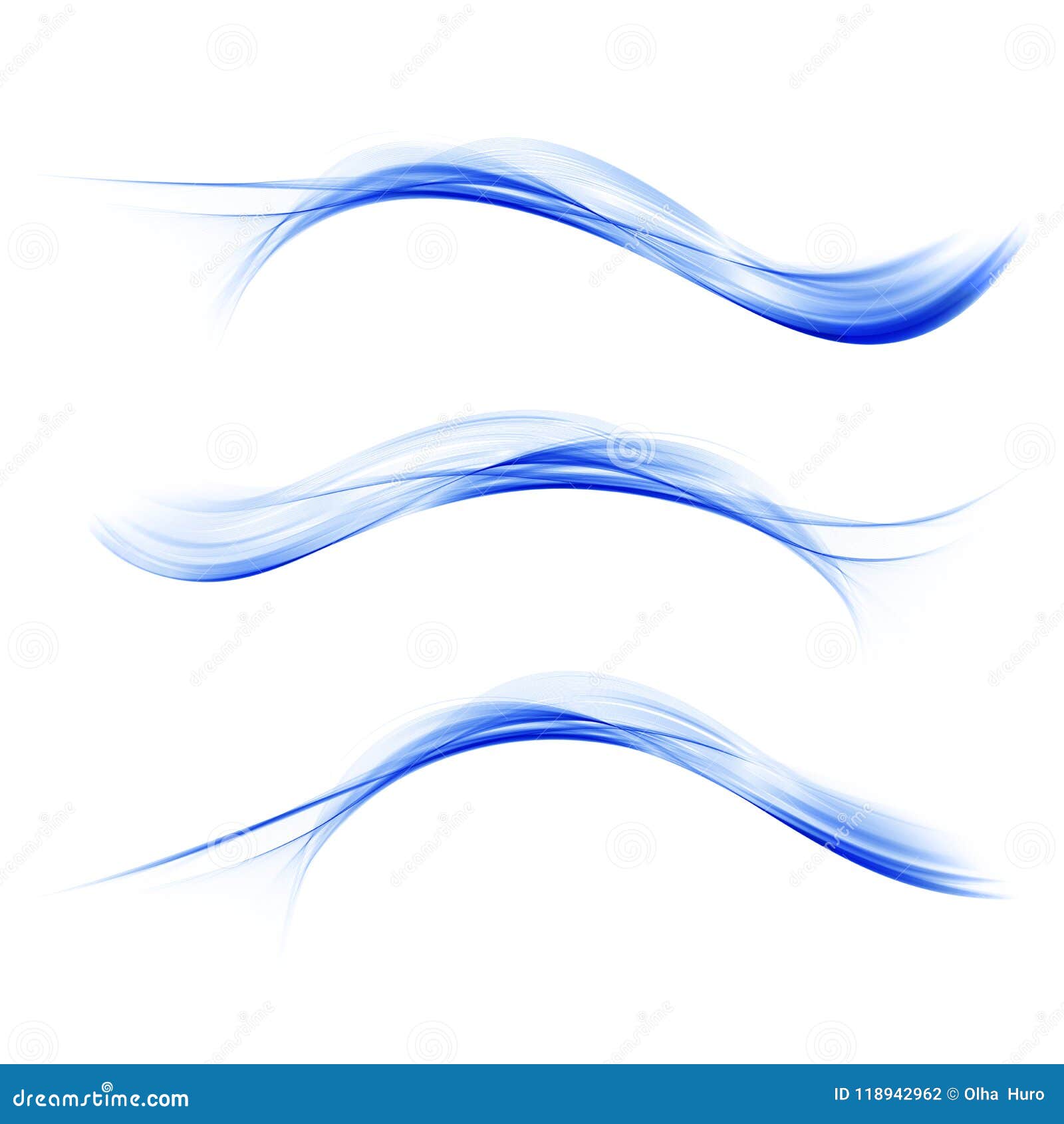 Abstract Blue Color Wave Design Element. Set Blue Wave Stock Vector ...