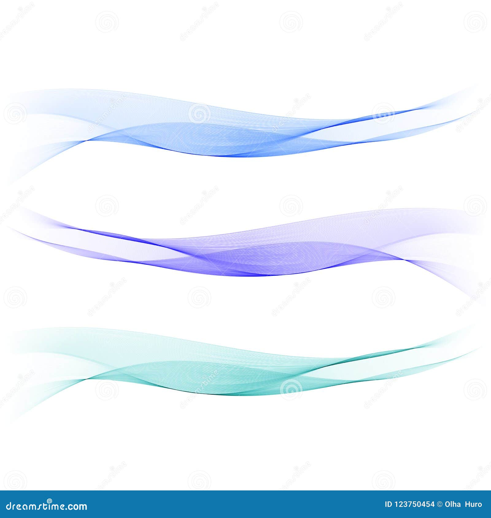 Abstract Blue Color Wave Design Element. Set Blue Wave Stock Vector ...