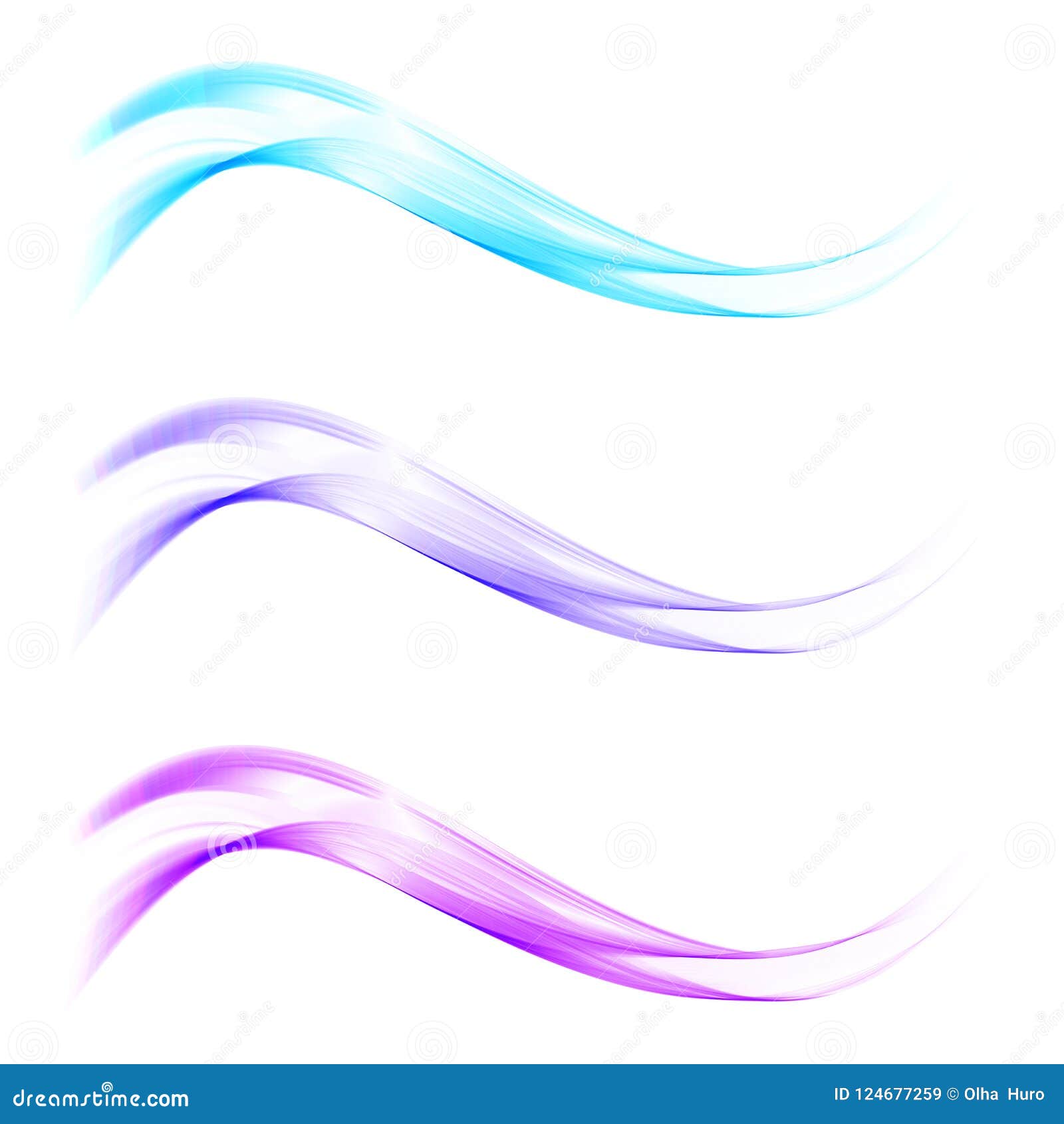 Abstract Blue Color Wave Design Element. Set Blue Wave Stock Vector ...