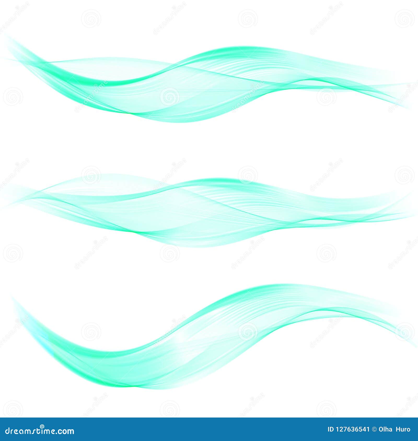 Abstract Blue Color Wave Design Element. Set Blue Wave Stock Vector ...