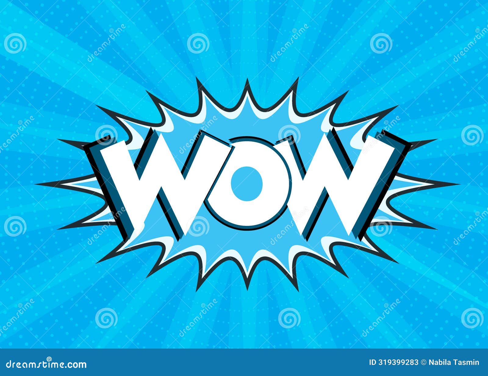 Abstract Blue Color WOW Comic Book Text Effect Background Design. Stock ...