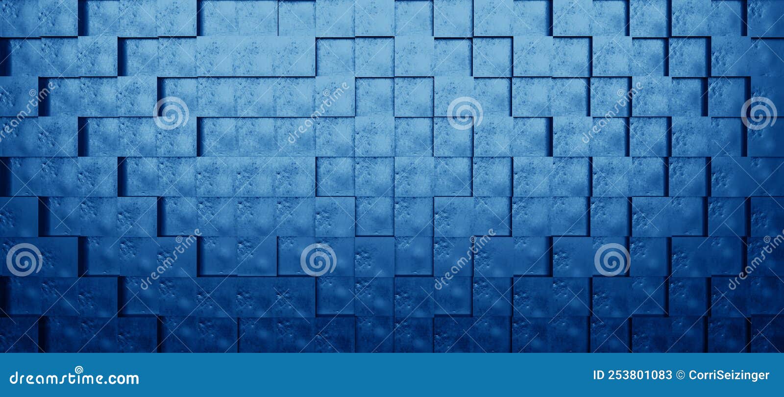 Abstract Blue Colored Metallic Cubes Blocks Wall Texture - 3D Rendering ...