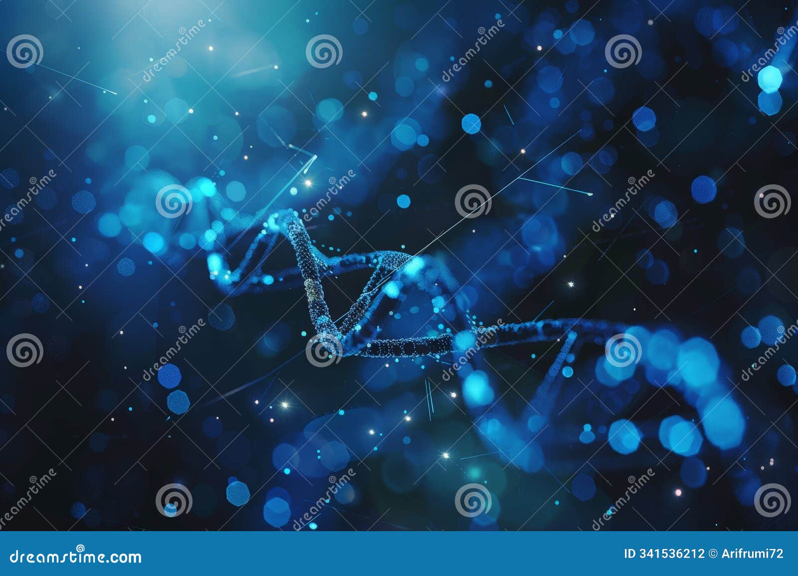 Abstract Blue Colored Shiny DNA Molecule Structure Background, Concept ...