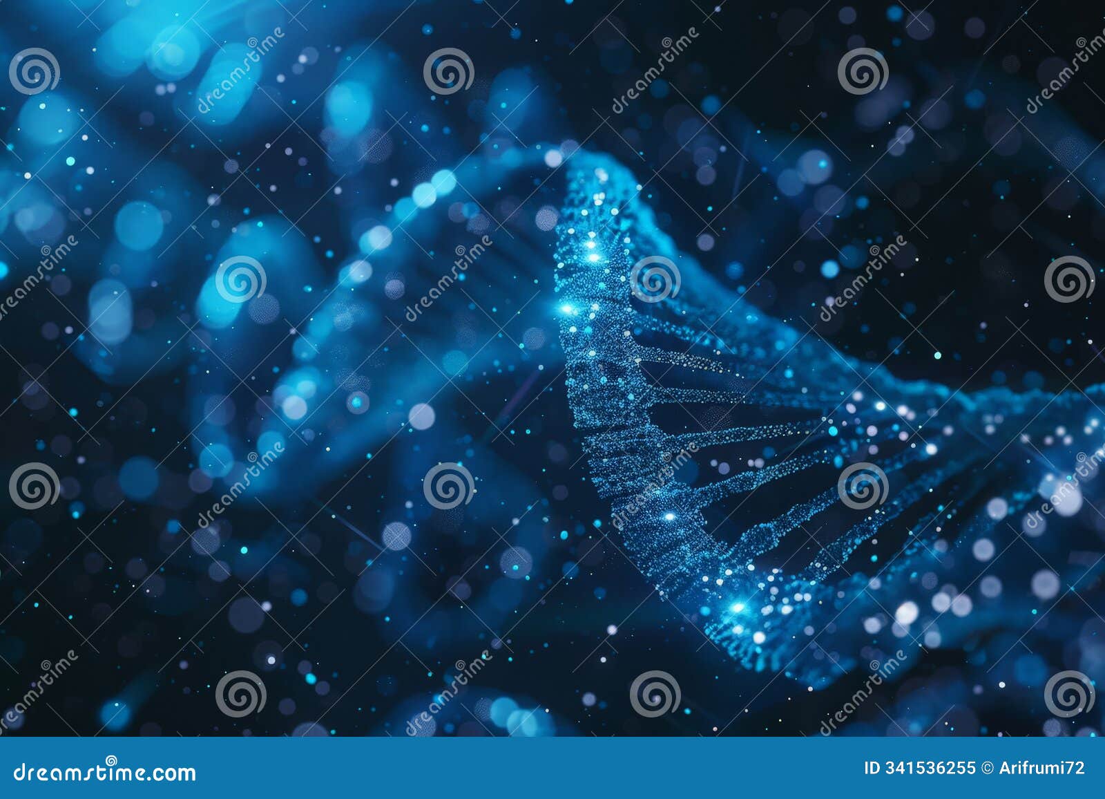 Abstract Blue Colored Shiny DNA Molecule Structure Background, Concept ...