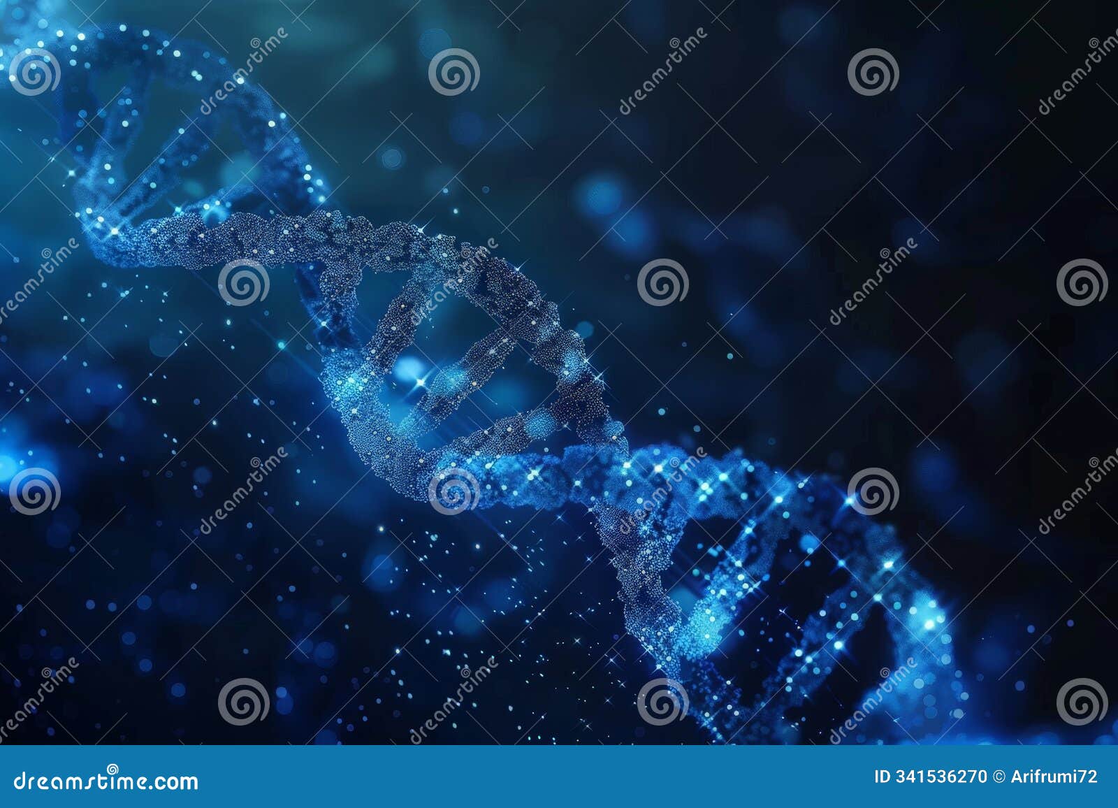 Abstract Blue Colored Shiny DNA Molecule Structure Background, Concept ...