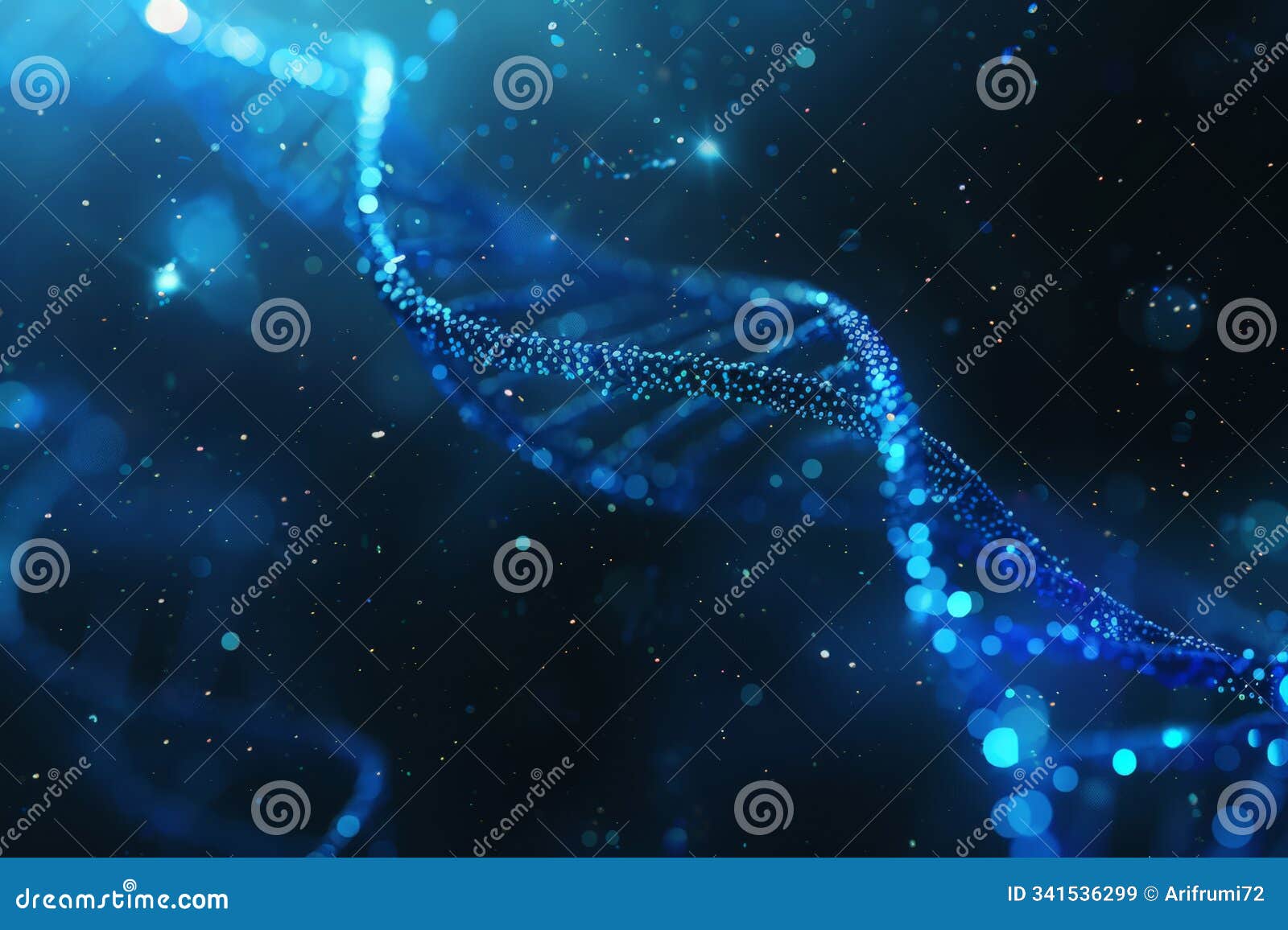 Abstract Blue Colored Shiny DNA Molecule Structure Background, Concept ...