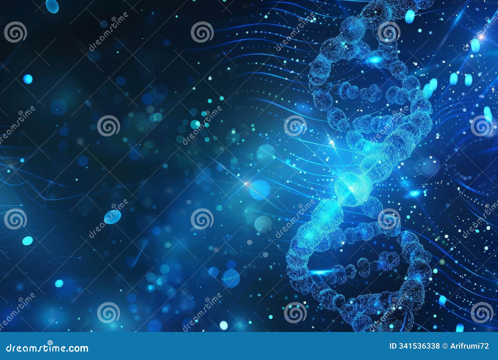 Abstract Blue Colored Shiny DNA Molecule Structure Background, Concept ...