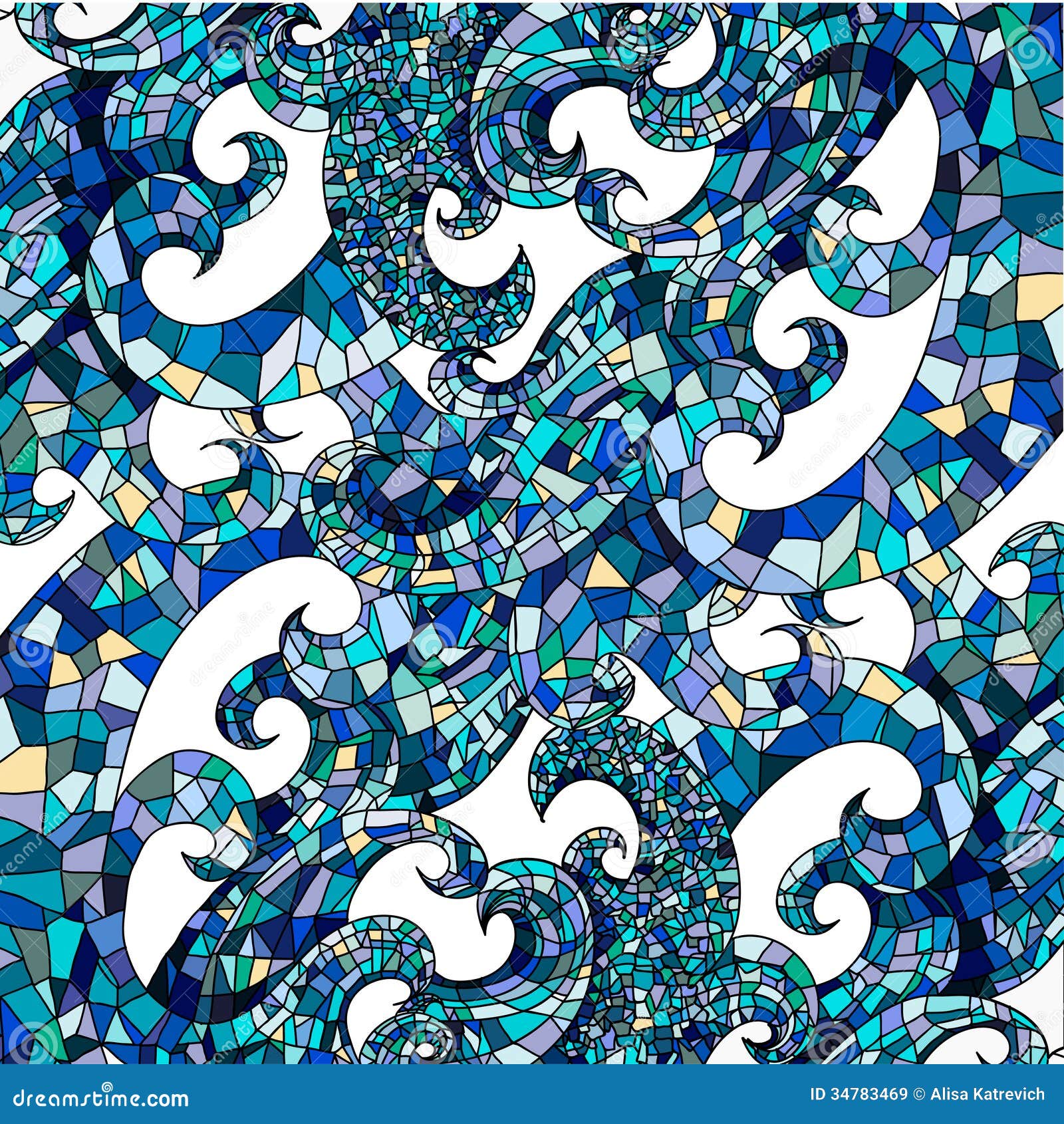 Abstract Blue Colorful Mosaic Square Wave Stock Vector - Illustration ...