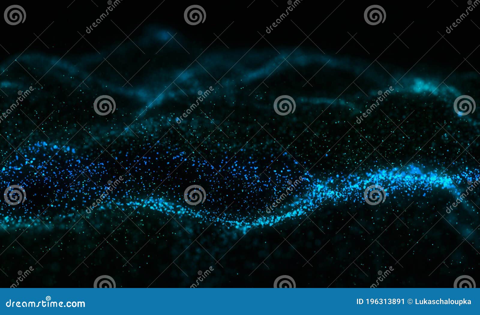 Abstract Blue Colorful Particle Wave Background. Small Round Dot on ...