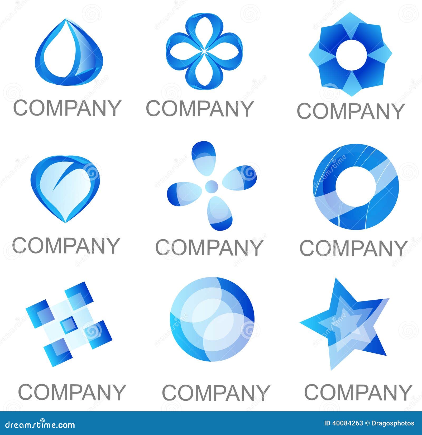 Abstract Blue Company Logo Set Icons Stock Illustration - Image: 40084263