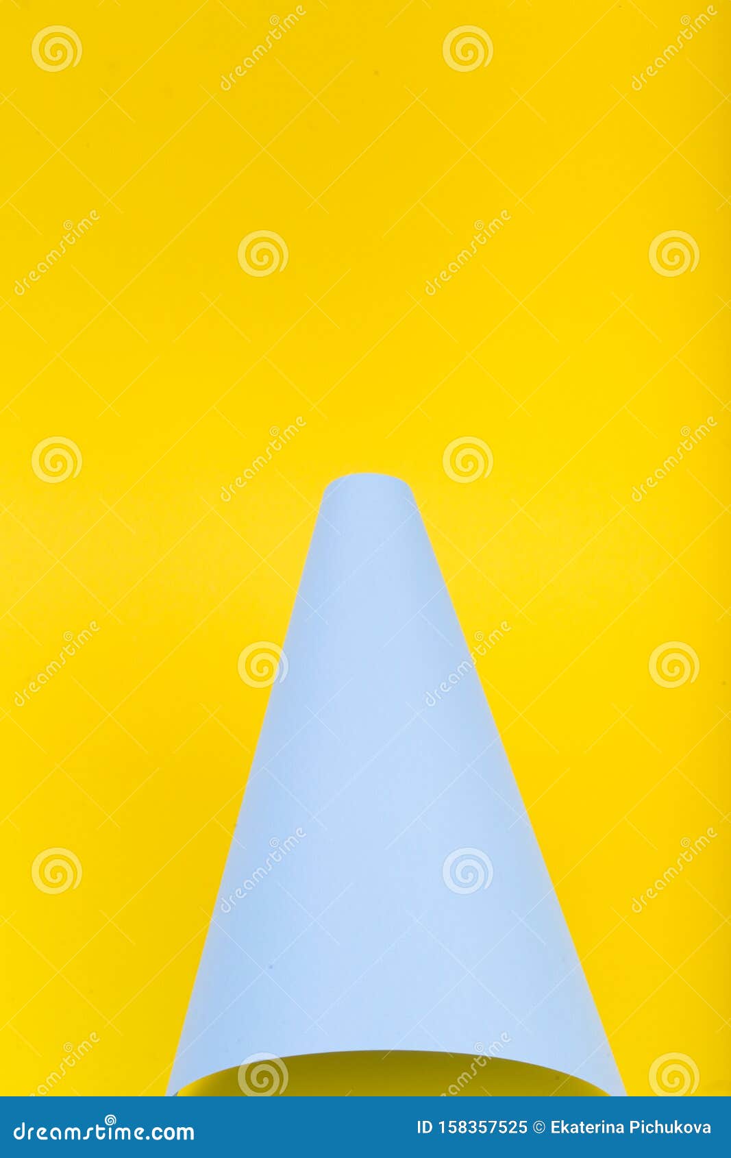 Abstract Blue Cone on a Yellow Background. Stock Image - Image of ...