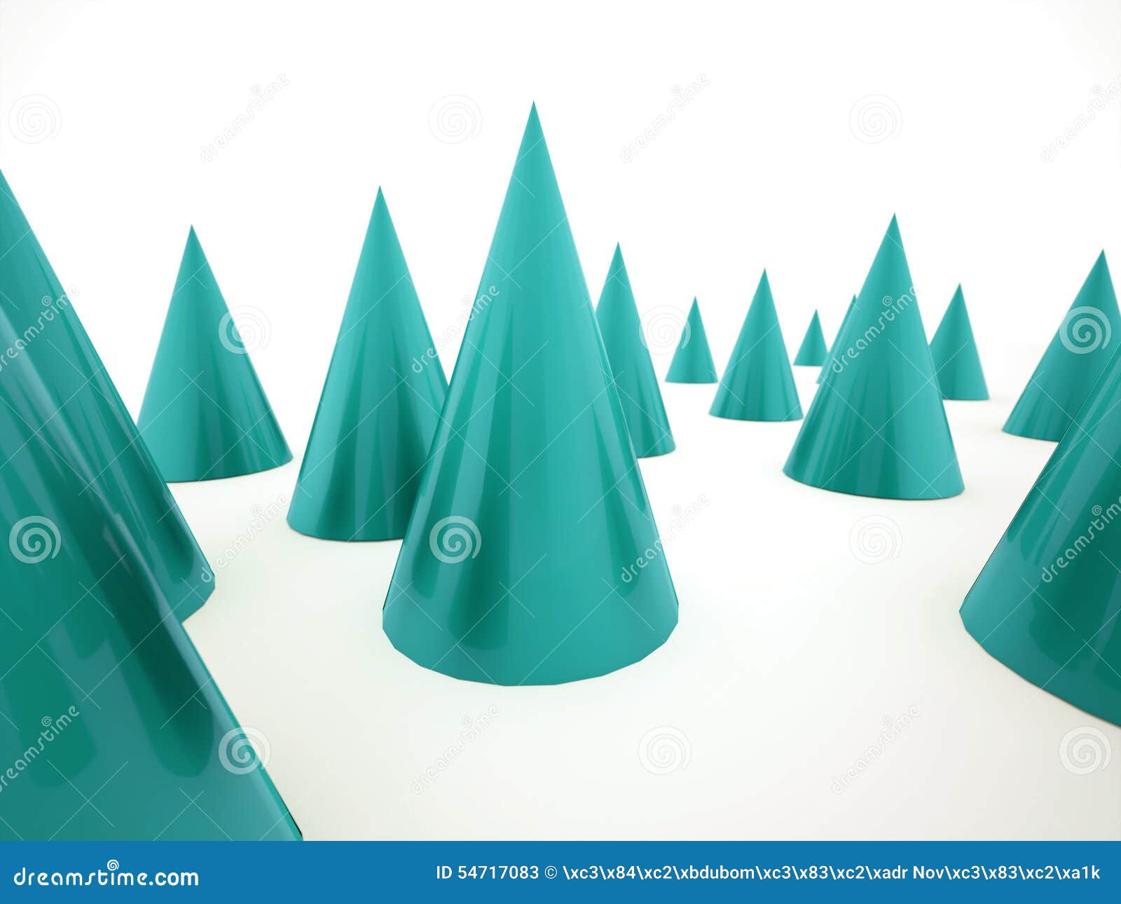 Abstract Blue Cones on White Stock Illustration - Illustration of icon ...