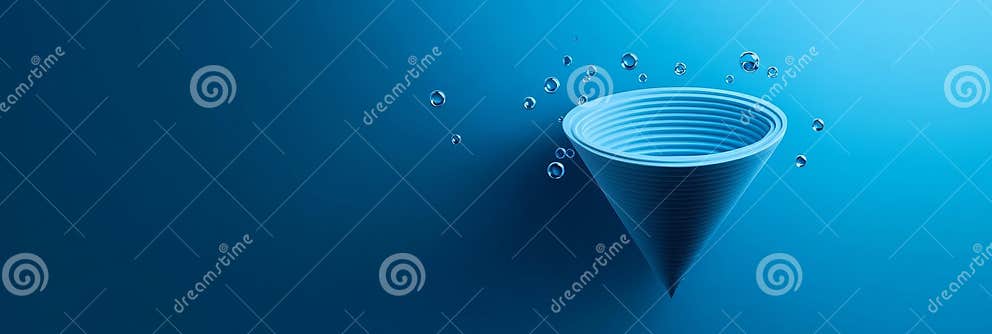 Abstract Blue Conical Form Depth Flow Absorption Convergence Mystery a ...