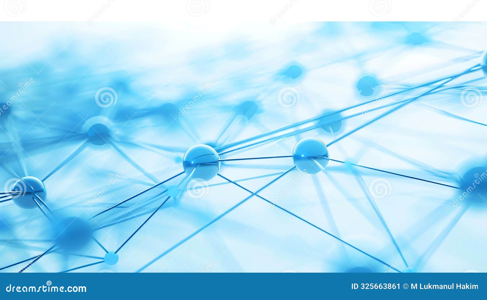 Abstract Blue Connected Spheres Background. Concept of Science ...