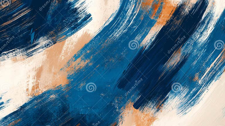 Abstract Blue and Copper Brush Strokes Create Dynamic Energy in a ...