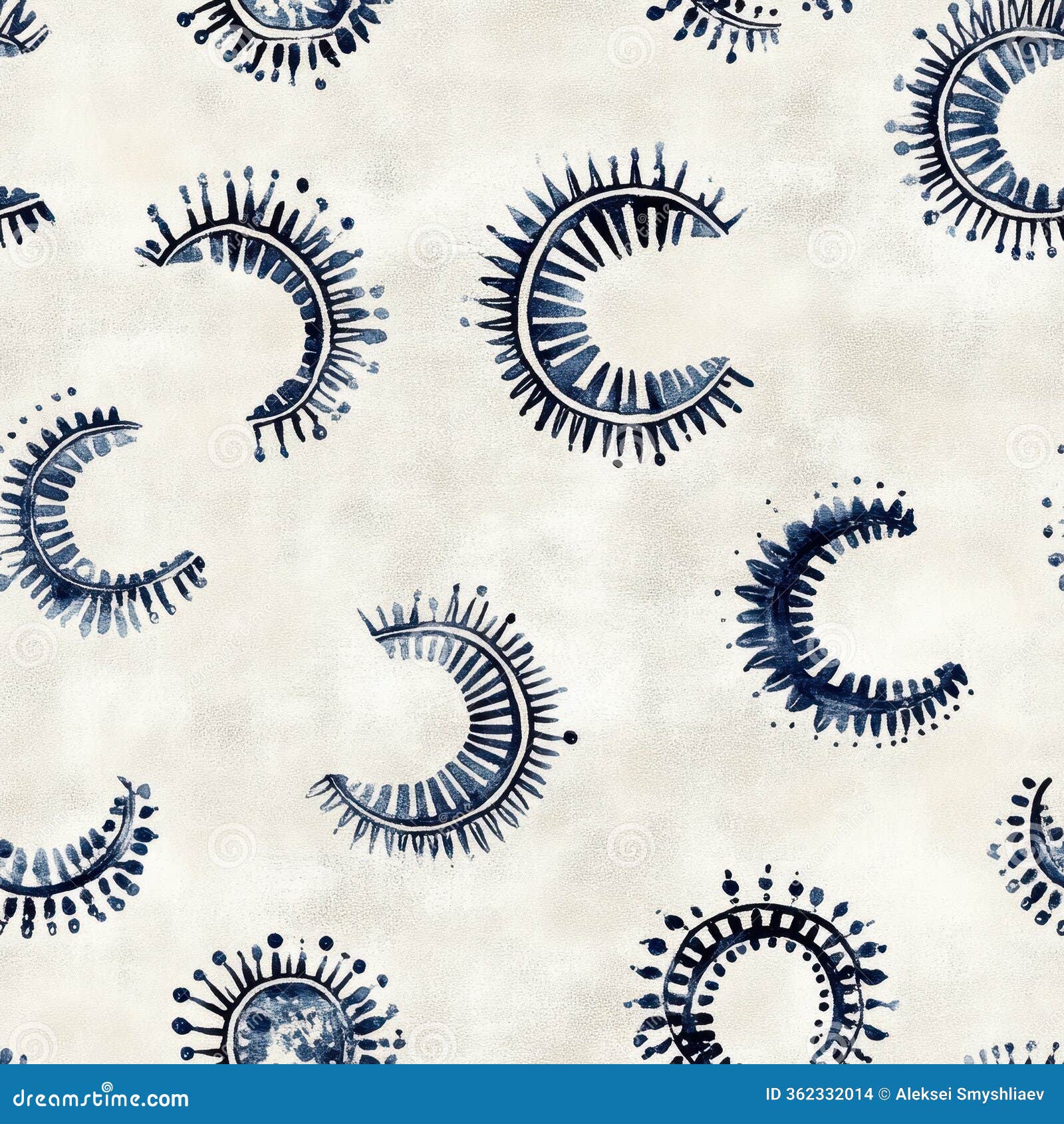 Abstract Blue Crescent Moon Pattern on White Background - Seamless ...