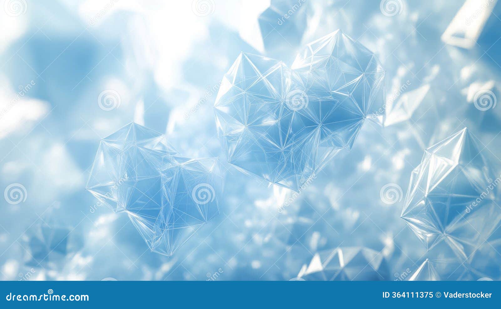 Blue Crystalline Geometry Transparent Fresh Crystal Elegant Modern 3D ...