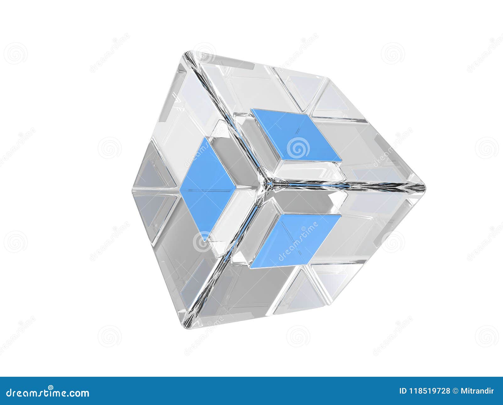 Abstract Blue Cube Glass Shape Stock Illustration - Illustration of ...