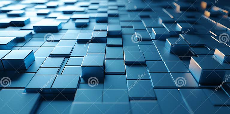 This Abstract Blue Cube Pattern is Rendered in 3D, Geometric Shapes ...