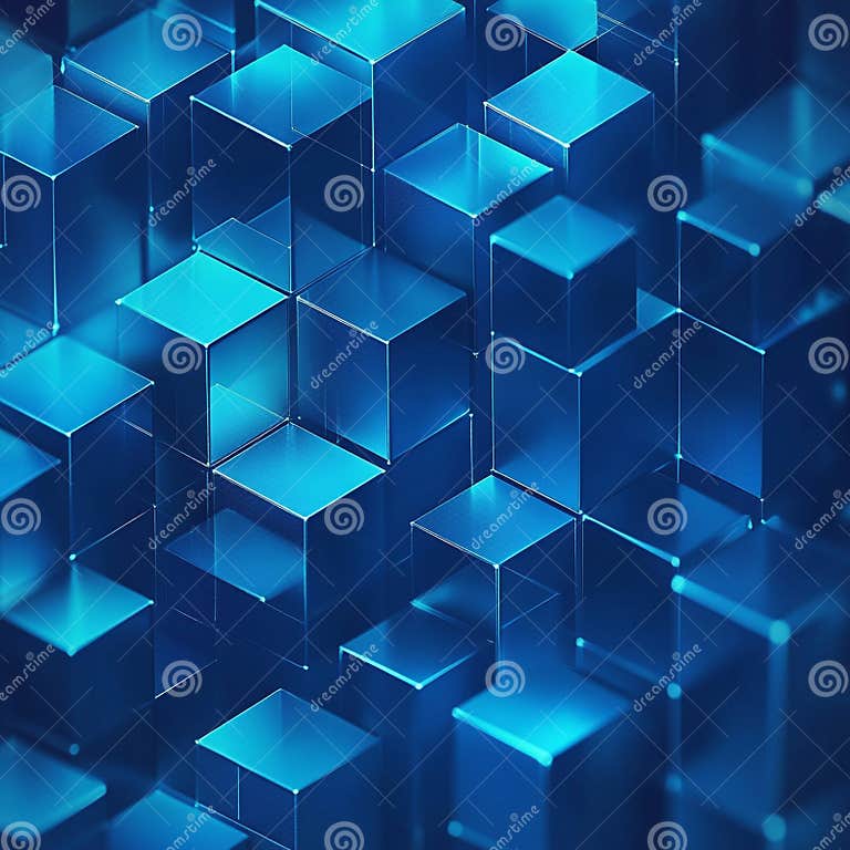 Abstract Blue Cube Structures Create a Modern Digital Background for ...