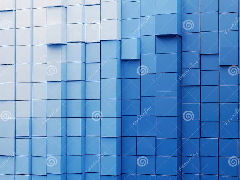Abstract Blue Cube Wall, a Geometric Pattern of Modernity Stock Photo ...