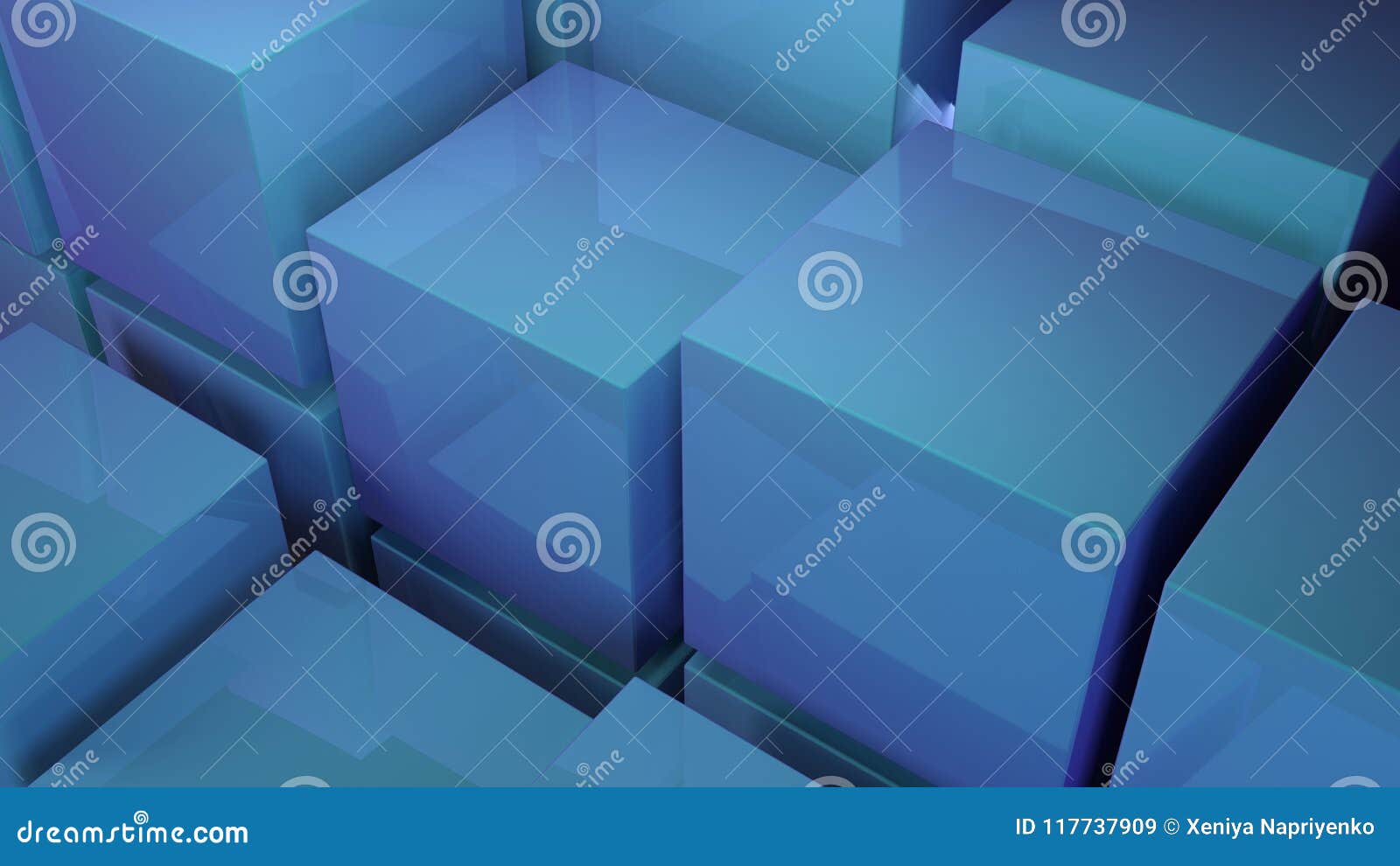 Abstract Blue Cubes Background 3d Render Stock Illustration ...