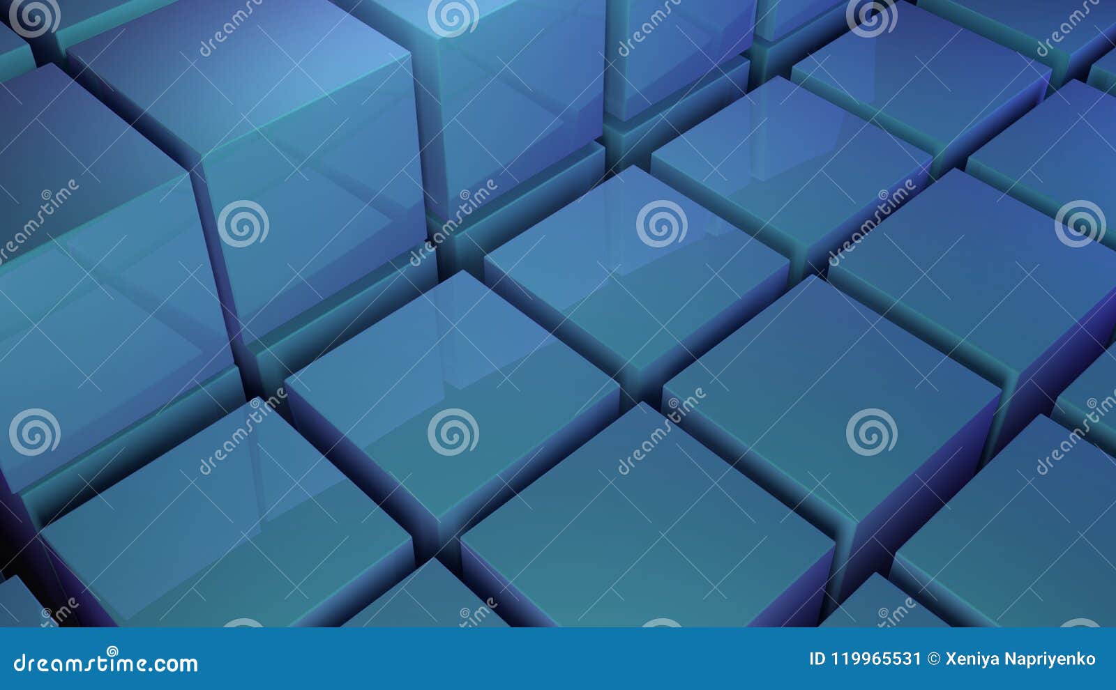 Abstract Blue Cubes Background 3d Render Stock Image - Image of graphic ...