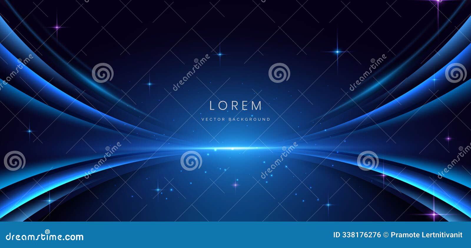 Abstract Blue Curve Ray with Lighting Effect and Sparkle on Dark Blue ...