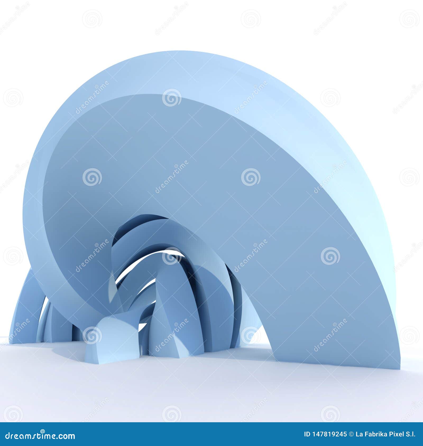 Abstract Blue Curved Sculpture Stock Illustration - Illustration of ...